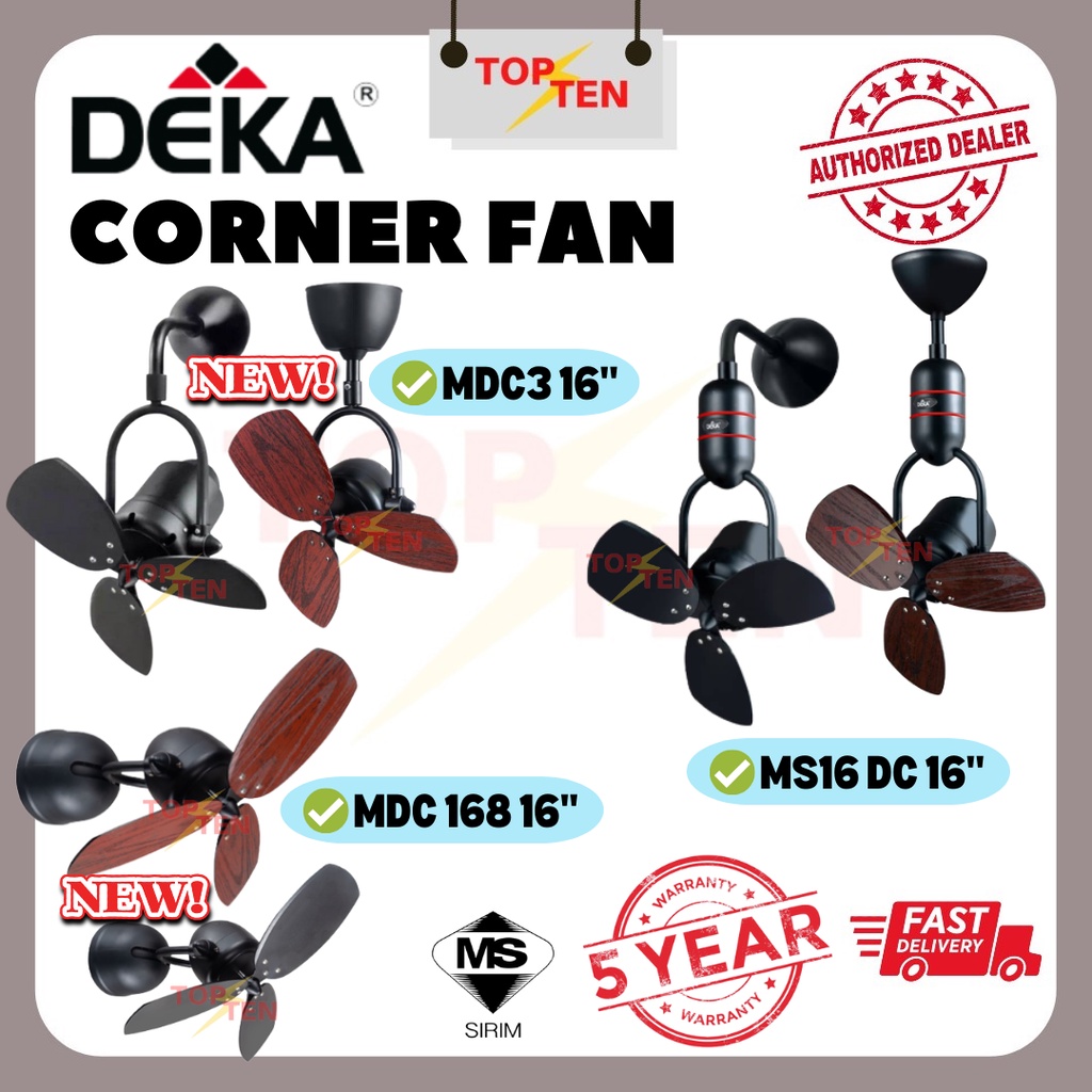 Deka Corner Fan Series (16 Inch) 7-Speed Remote Control Wall / Ceiling ...
