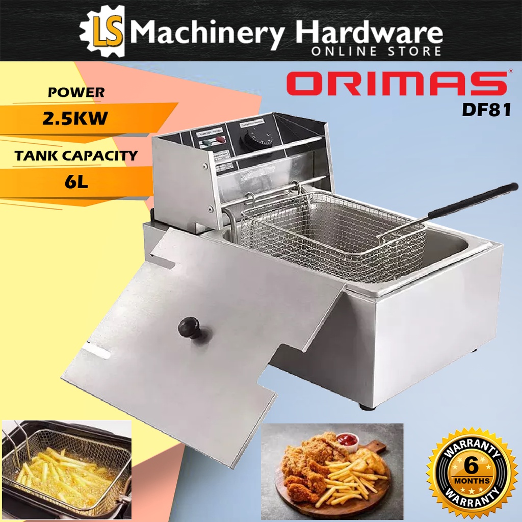 ORIMAS 2.5kW/2500Watt 6L Single Tank Electric Deep Fryer DF81 - Heavy ...