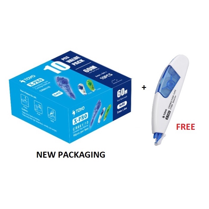 TOYO X-Pro Correction Tape Refill 6M 10's + 1 Free Corrector/TOYO X-Pro ...