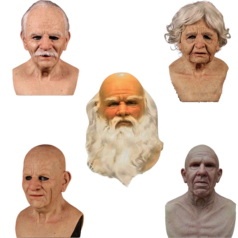 【in Stock】realistic Latex Old Man Face Mask Disguise Fancy Dress