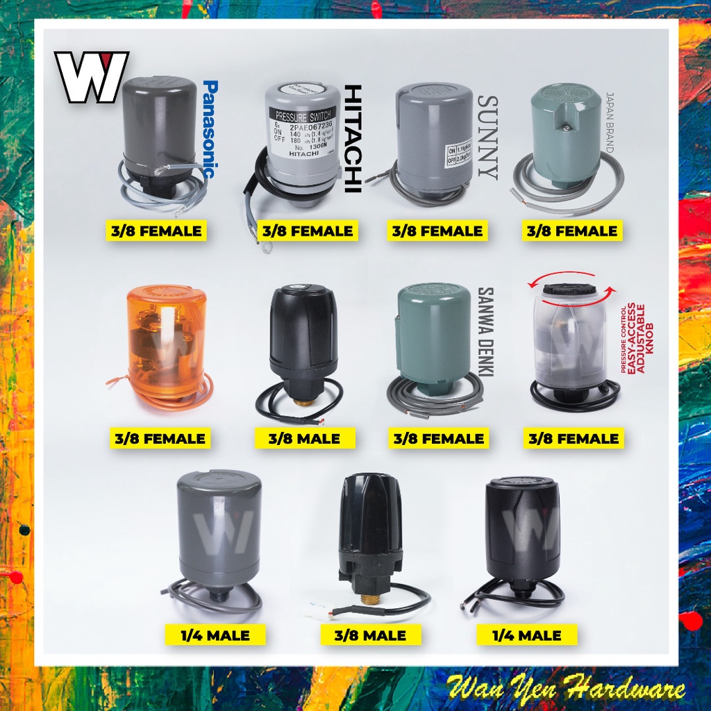 1/4", 3/8" Water Pump Pressure Switch Control for Panasonic, Hitachi ...