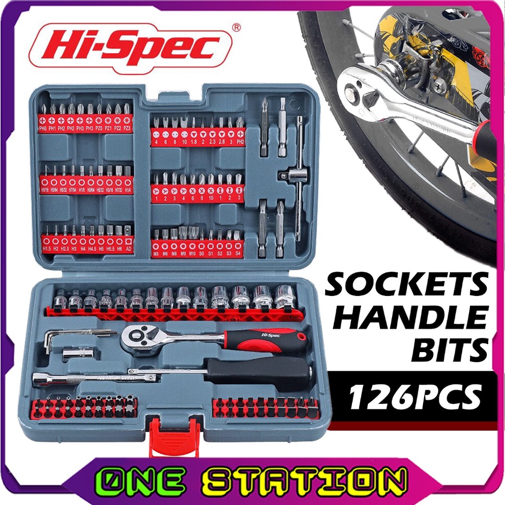 Hi-Spec 126pc Ratchet Socket Wrench Screwdriver Bit Set Socket Set Tool ...