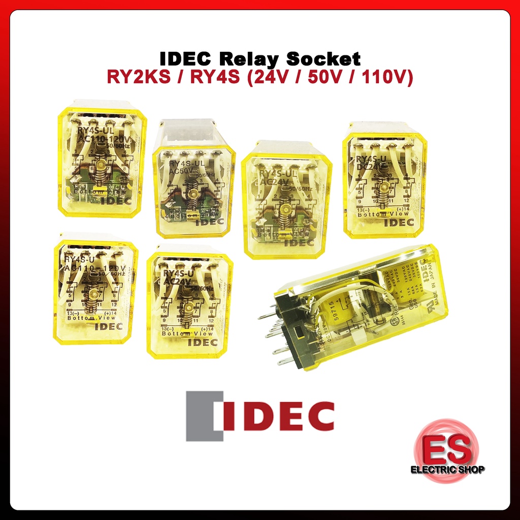 IDEC RY2KS-D110 / RY4kS Relay (U - Standard/ UL - with indicator ...
