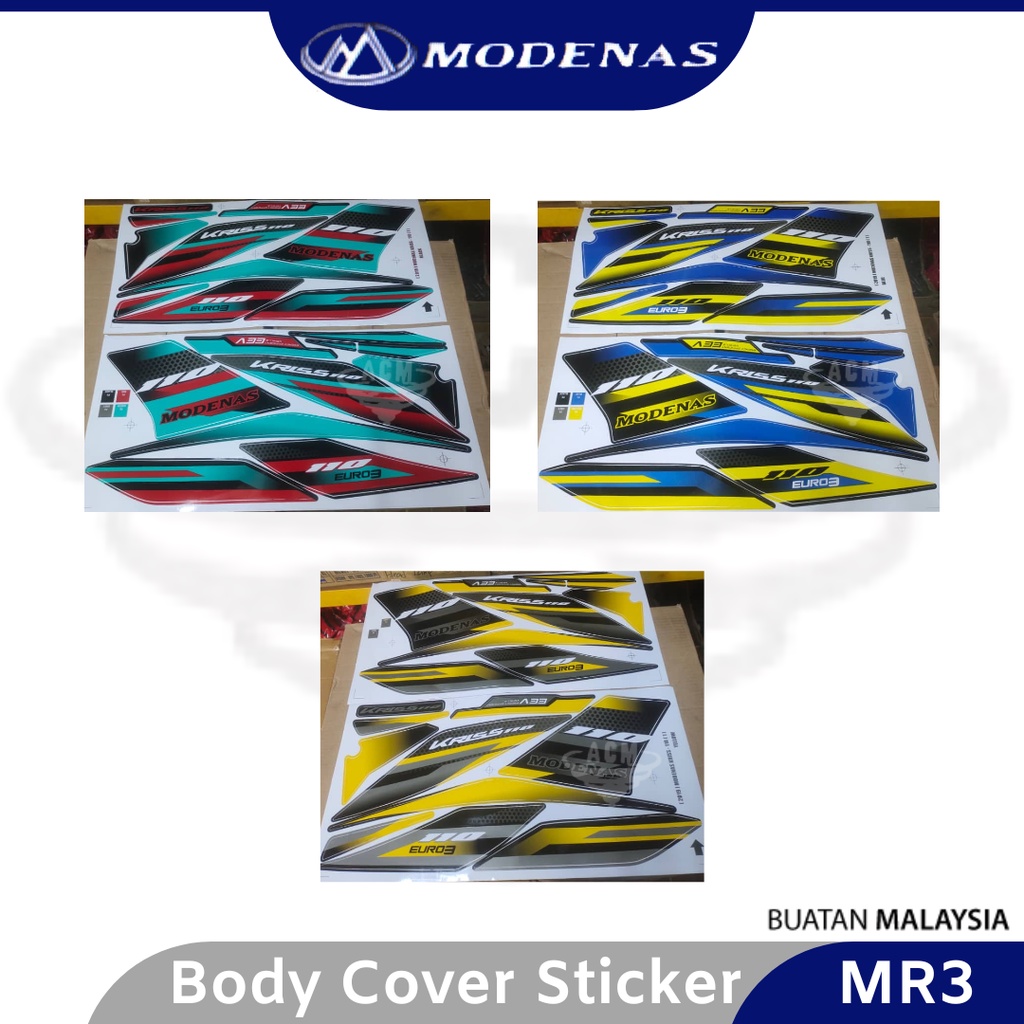 MODENAS MR3 Sticker Body Cover Set Coverset Strike Stripe MR3 - Black ...