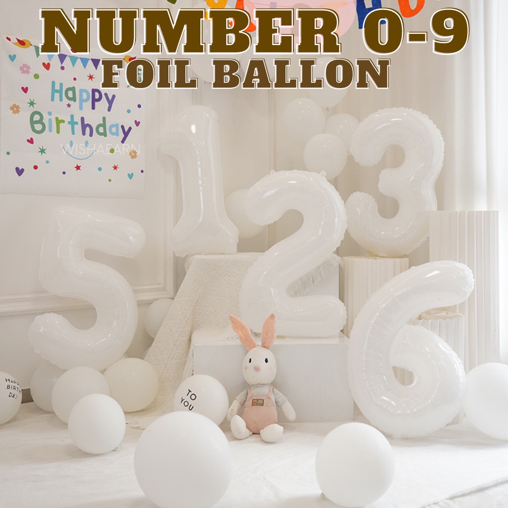 Ready Stock 16 inch & 32 inch White Number Balloon Birthday Party ...