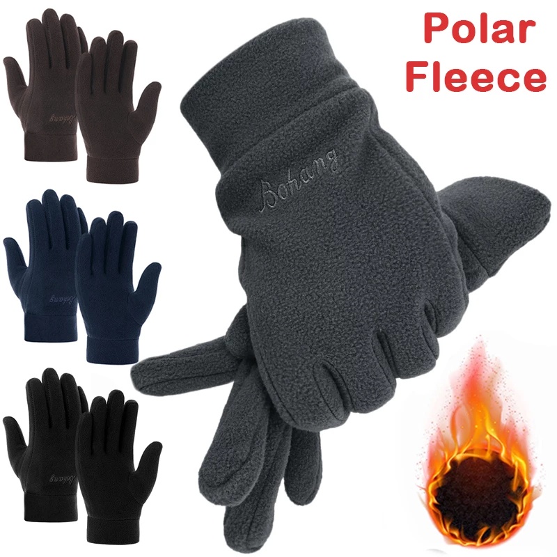 Outdoor Fleece Windproof Warm Couples Gloves Thick Warm Sport Cycling ...