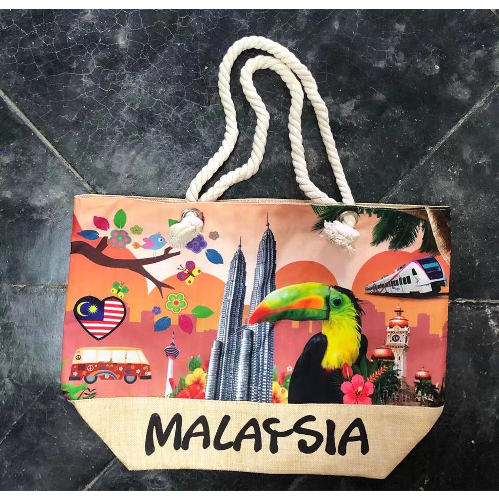 MALAYSIA KLCC PENANG BALI EMBROIDERY HANDBAG / RECYCLE BAG SOUVENIR ...