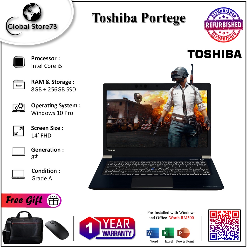 Toshiba Portege / Intel Core i5 8th Gen / Windows 10 Pro / 14 Toshiba Portege / Intel Core i5 8th Gen / Windows 10 Pro / 14