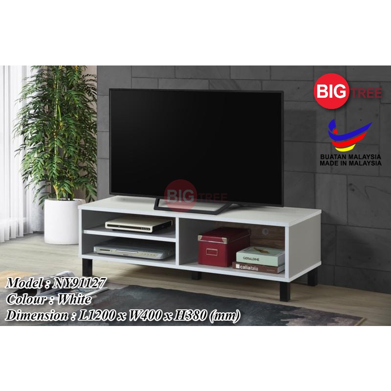 Big Tree Modern White 4 Feet TV Cabinet / Rak TV / TV Console / Almari ...