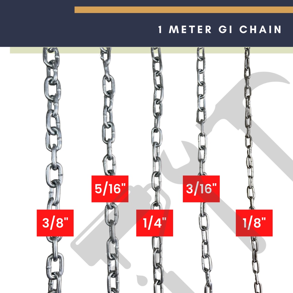 [1 METER] 1/8"~3/8" GI Chain | 2.0mm~3.0 Twisted Link Metal Chain | 6mm PVC Chain | Rantai Besi ...