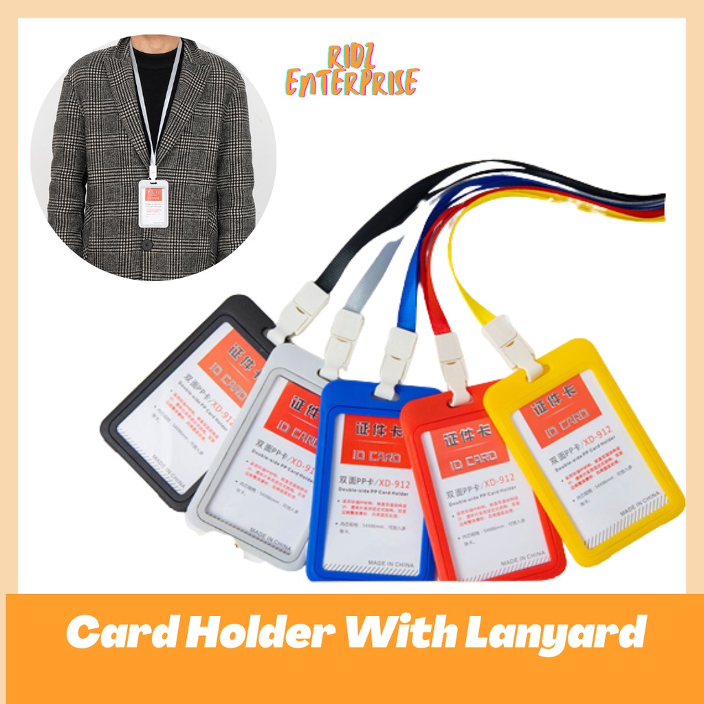 Employee Work Badge ID Card Holder Vertical Holders With Lanyard Neck ...