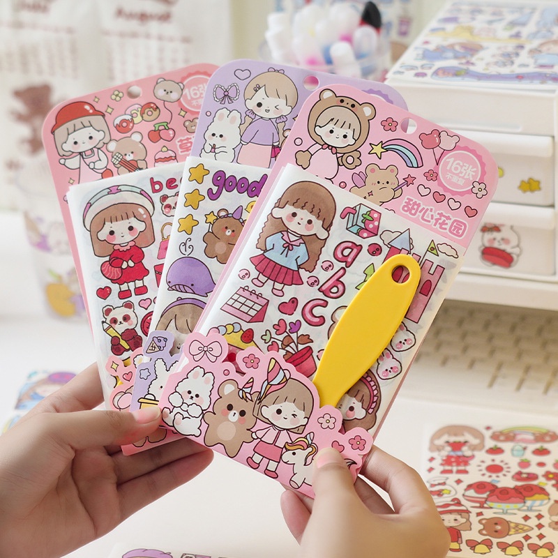 KawaiiGift 16 sheets Washi Happy Pudding Series Paper Sticker Book ...