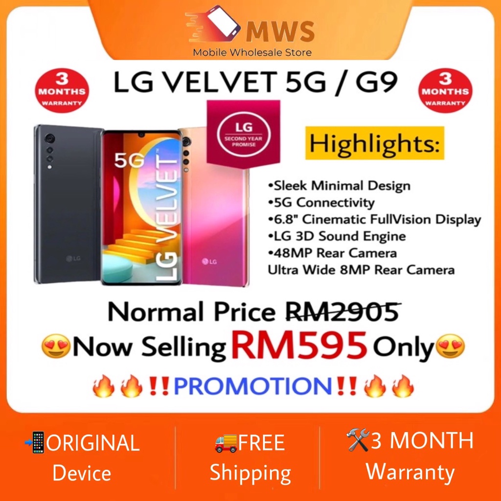 LG Velvet 5G G9 5G 6.8Inch P-OLED 128GB LM-G900N Snapdragon 765G Gaming Android Smartphone Pubg ...