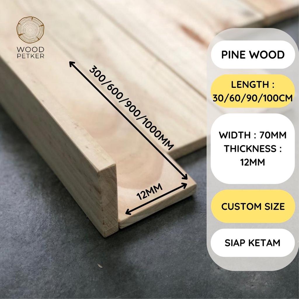NEW Kayu pine 12mm thickness length 300/600/900mm/ SIAP KETAM seni ...