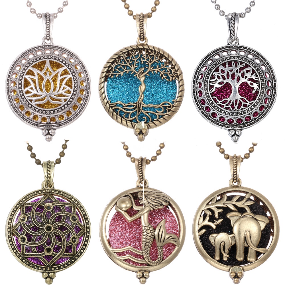 Aromatherapy Necklace Tree Of Life Diffuser Jewelry Vintage Open Locket ...