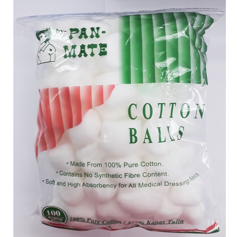 Pan-Mate Cotton Balls 100% Pure Cotton (100pcs) | Shopee Malaysia