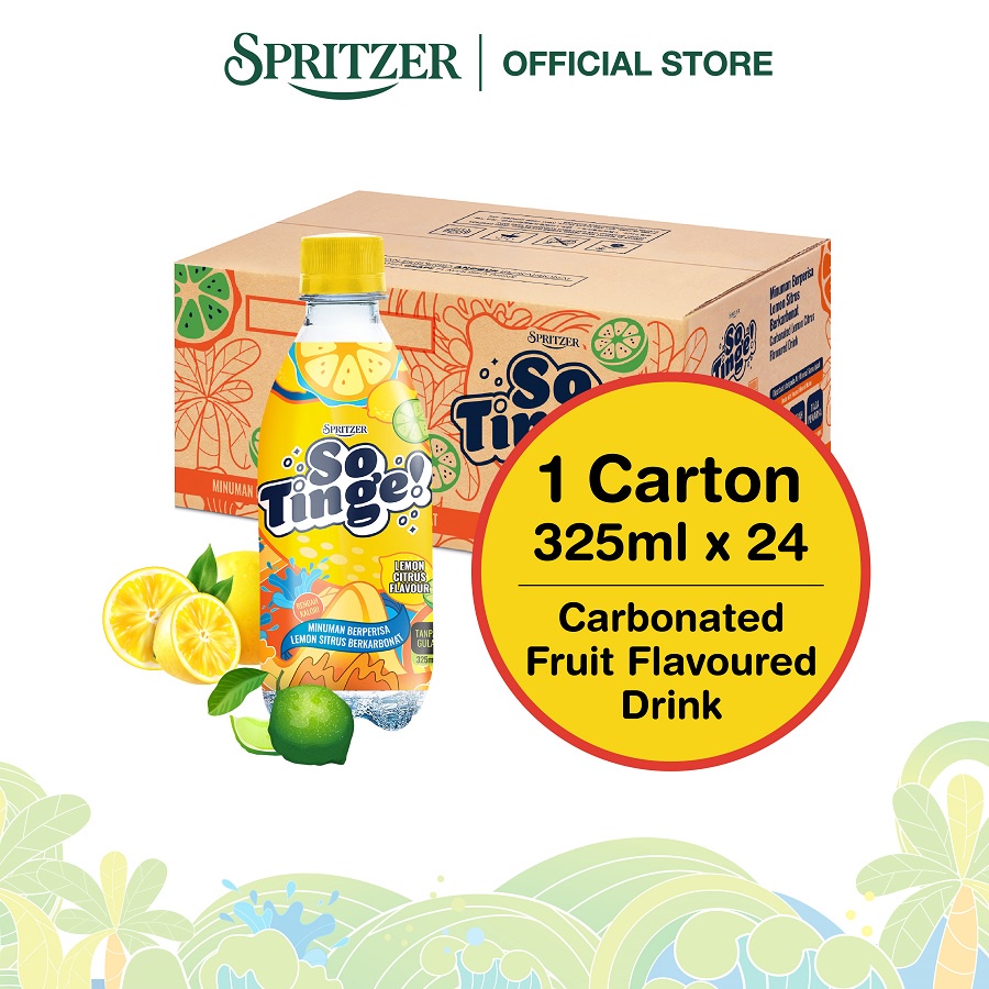 Spritzer So Tinge Carbonated Flavoured Drink Lemon Citrus (325ml X 24 ...