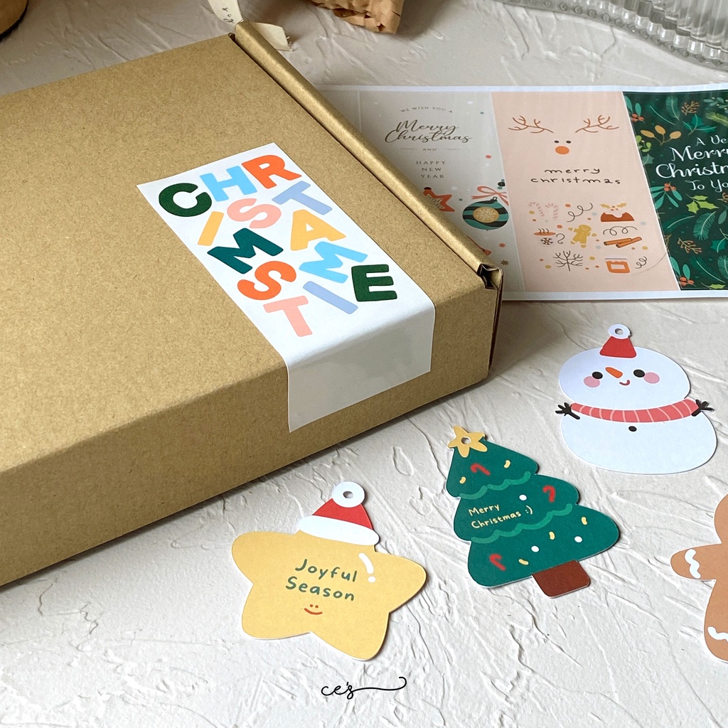 🇲🇾 Pelekat Stiker Krismas| Cute Christmas Label Sticker Box Seal ...