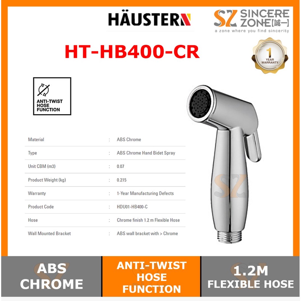 Haustern HT-HB400-CR ABS Chrome Hand Bidet Spray | Shopee Malaysia