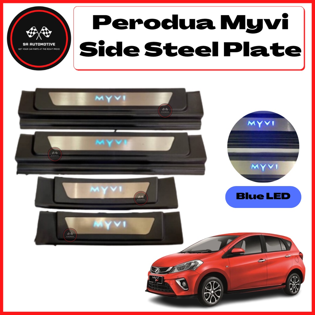 Perodua Myvi 2018-2022 Side Steel Plate Door Side Step with Blue LED ...