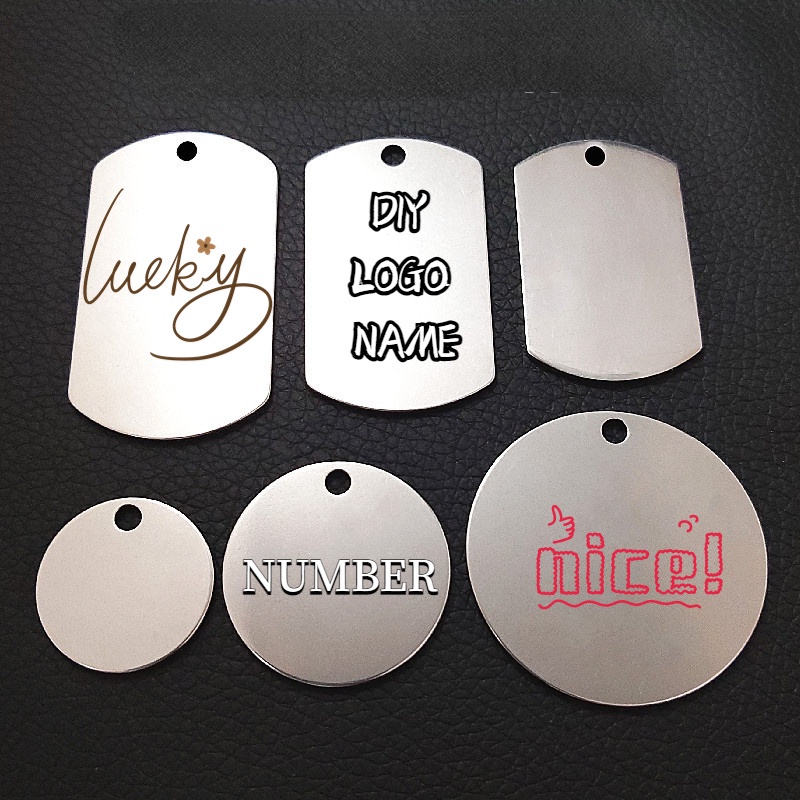 Customized metal name tag blank laser engraving stainless steel number ...