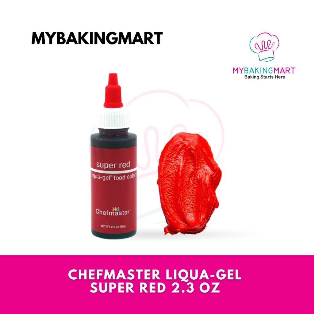 Mybakingmart | Chefmaster Liqua-gel Super Red 2.3 Oz Gel Food Colouring ...