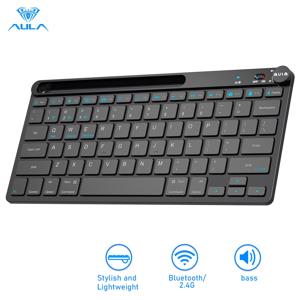 AULA AK205 Wireless Mute Keyboard 2.4GHz/Wired/Bluetooth Keyboard Mini ...