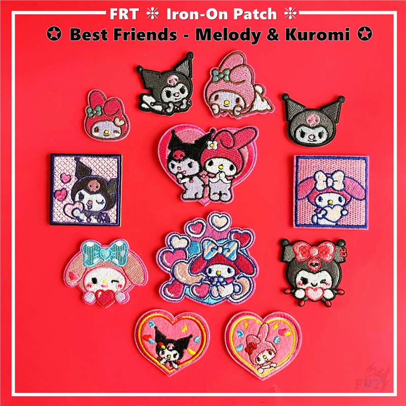 ☸ Best Friends - Melody & Kuromi Iron-on Patch ☸ 1Pc Cartoon Characters DIY Sew on Iron on ...