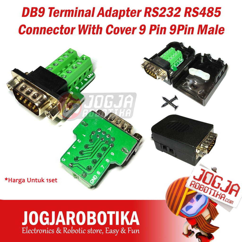 DB9 Terminal Adapter RS232 RS485 Connector With Cover 9 Pin 9Pin Male ...