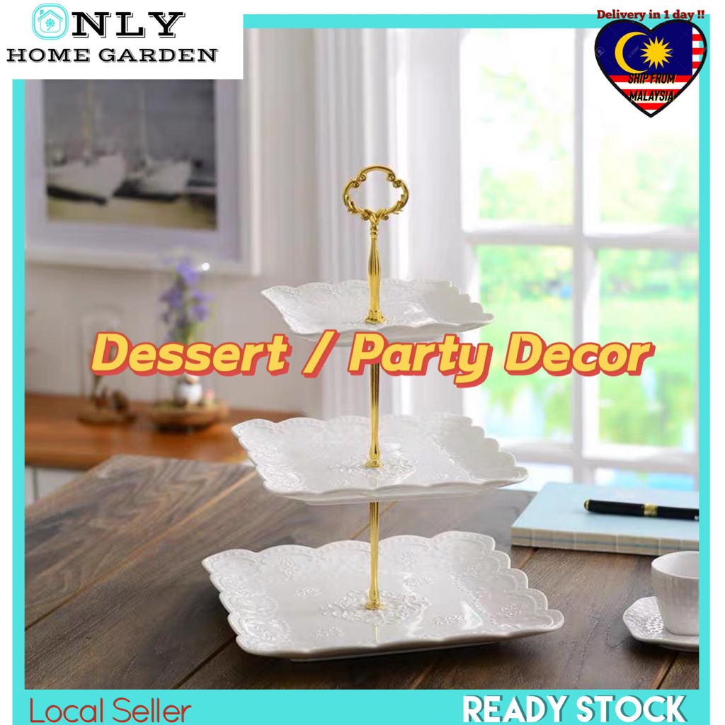 OnlyHomeGarden MultiLayer 3 Tier Dessert Tray 3 Layer Food Tray Cake ...