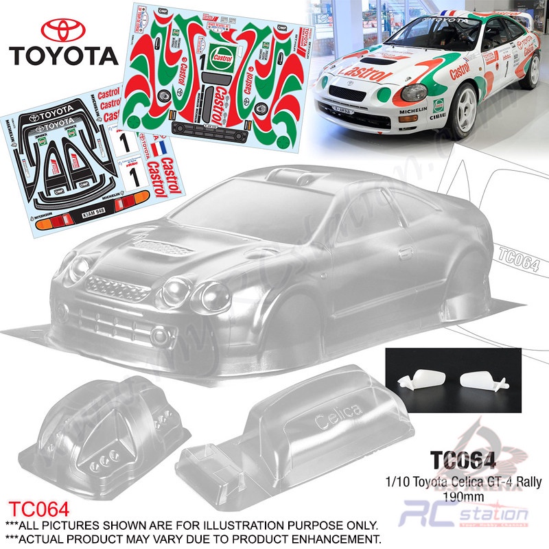Team C Clear Body Shell TC064 1/10 Toyota Celica GT-4 Rally (Width ...
