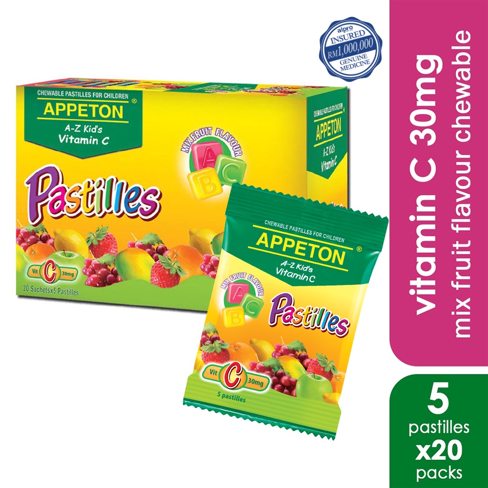Appeton A-Z Pastilles Vitamin C 5s x 20 | Suitable for Age 2 Years Old ...