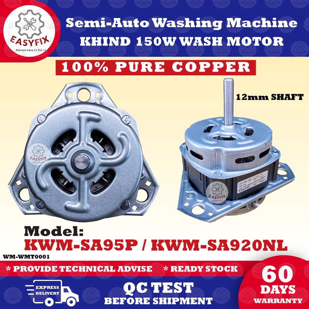KWM-SA95P / KWM-SA920NL KHIND Wash Motor Semi-Auto Washing Machine ...