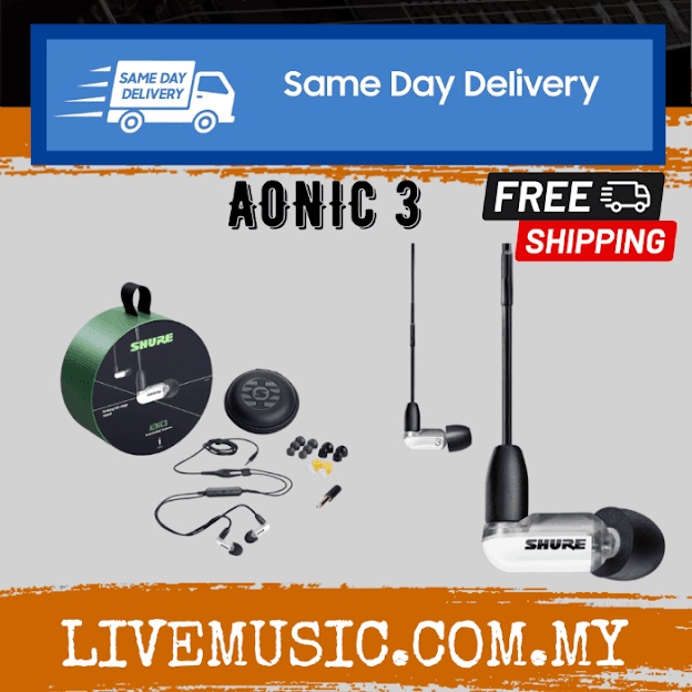 Shure AONIC 3 Sound Isolating Earphones - Black / White ( SE31BABKUNI ...