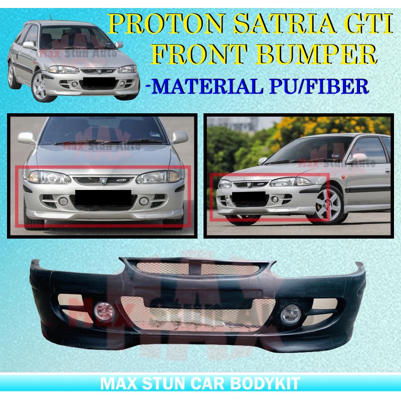 PROTON SATRIA GTI R3 FRONT BUMPER WITH LAMP MATERIAL PU GETAH BODYKIT LIP GSR MIVEC TURBO 1.3 1. ...