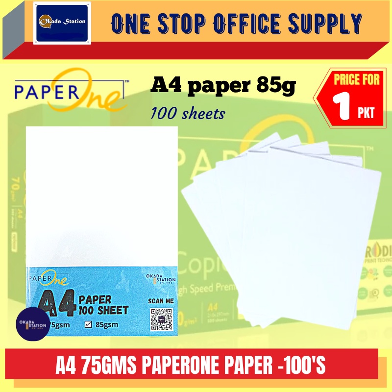 Paperone A4 Paper 100 Sheets / Kertas Putih A4 / White Paper / A4 Paper 70gsm 80gsm | Shopee ...