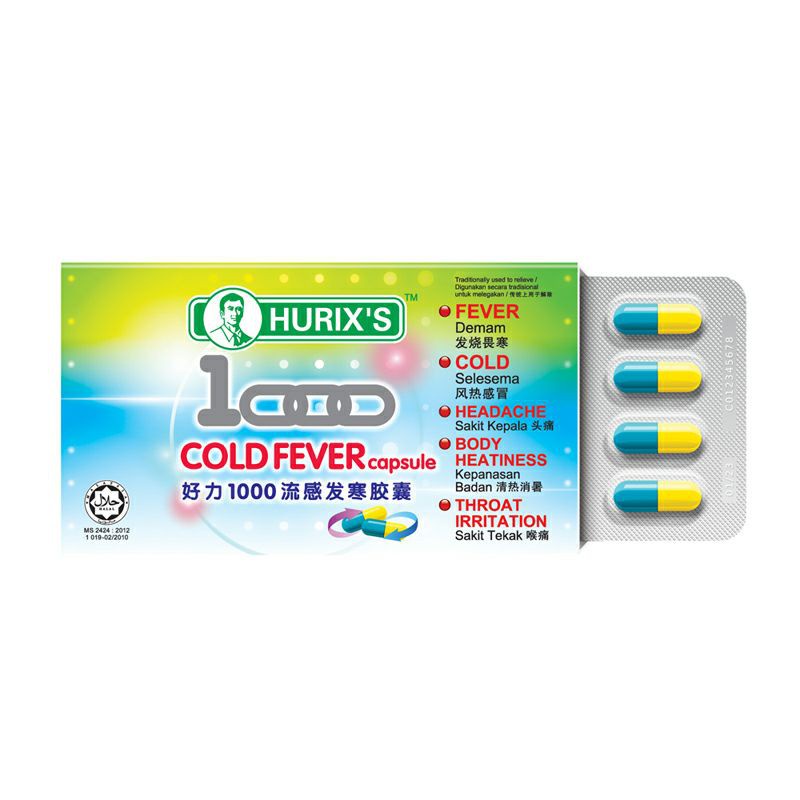 NEW!! Hurix's 1000 Cold Fever Improved Ubat Selsema Demam 6's/12's ...