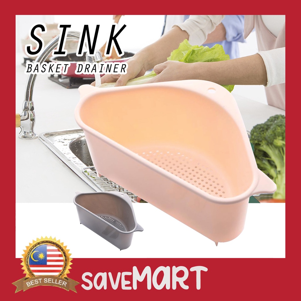 Kitchen Triangular Sink Drainer Corner Strainer Basket with Suction Cup ...
