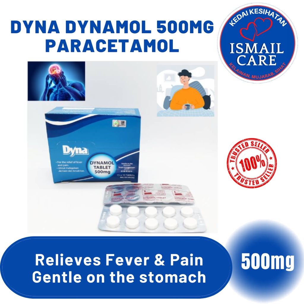 DYNA DYNAMOL TABLETS PARACETAMOL 500mg (Ubat demam, sakit kepala, sakit ...