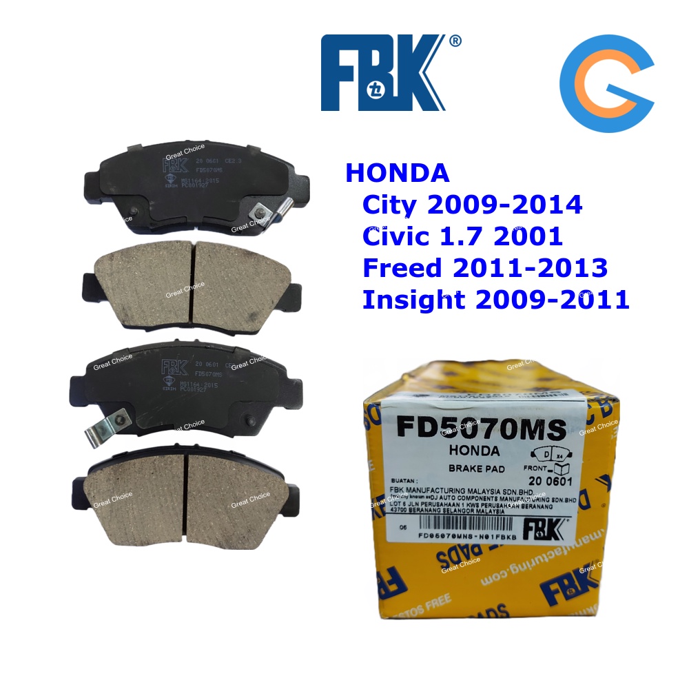FBK HONDA City TMO Front (Depan) Disc Brake Pad Civic S5A / CR-X ...