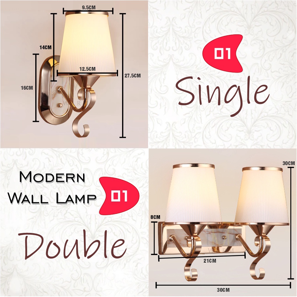 Ready Stock ~ Wall Lamp Glass E27 Lamp shade Bedroom Entrance Aisle ...