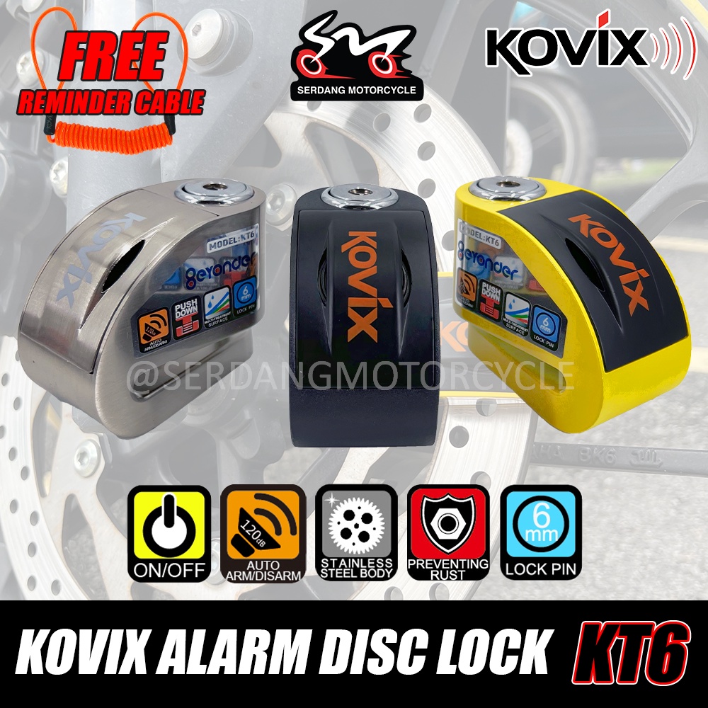 KOVIX Alarm Disc Lock Motorcycle KT6 Mangga Motor Motosikal | Shopee ...