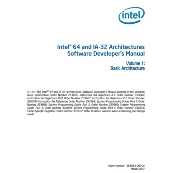 Intel 64 and IA-32 Architectures: Software Developer's Manual. Vol. 1. Basic Architecture. E ...