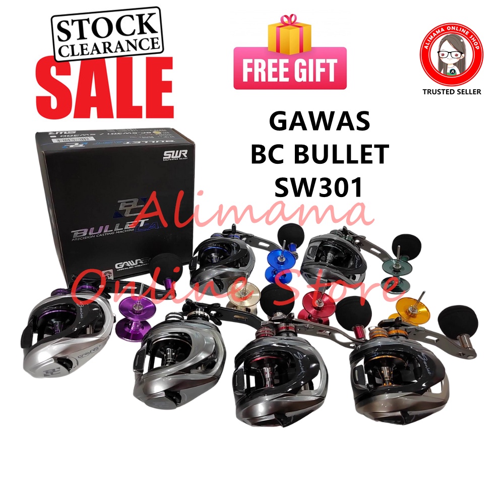 FREE SPOOL GAWAS BULLET CAST BC SW301 JIGGING REEL LEFT HANDED | Shopee ...