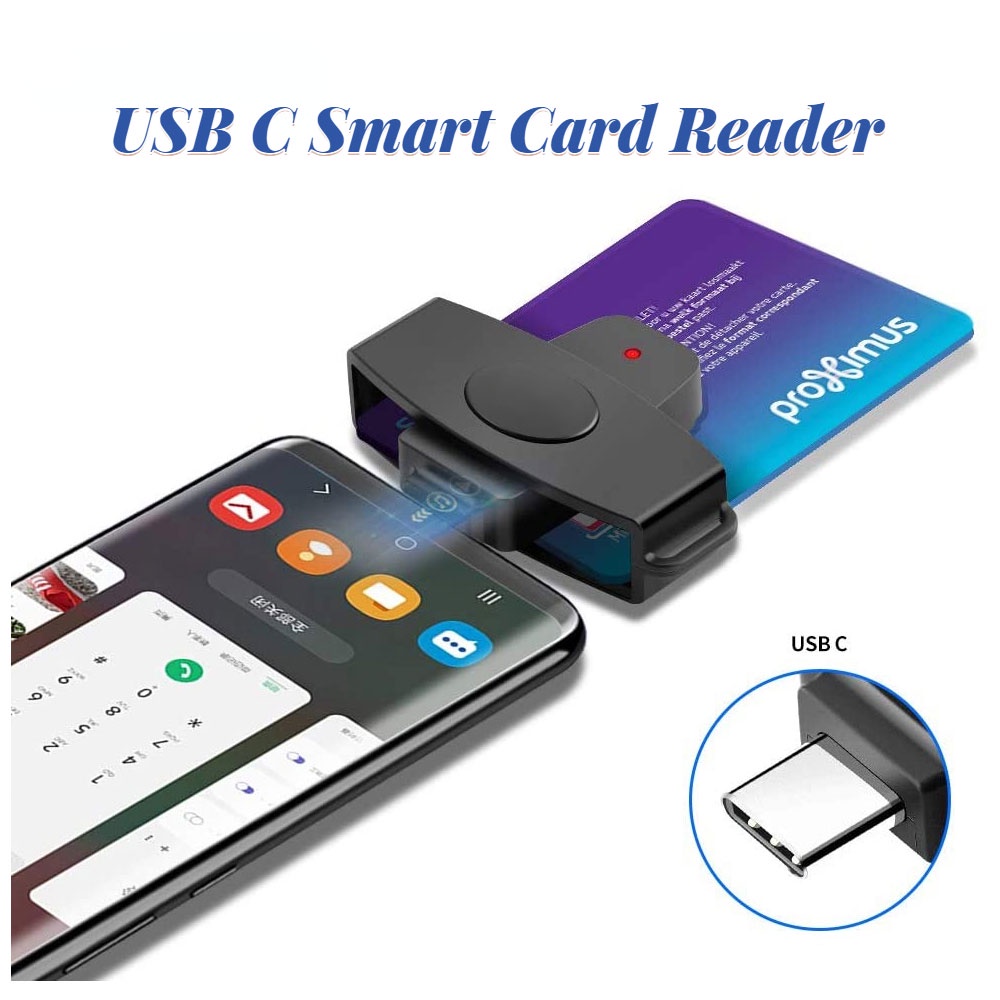 USB C Smart Card Reader Sim Cloner Type C Adapter for dine dni Citizen ...