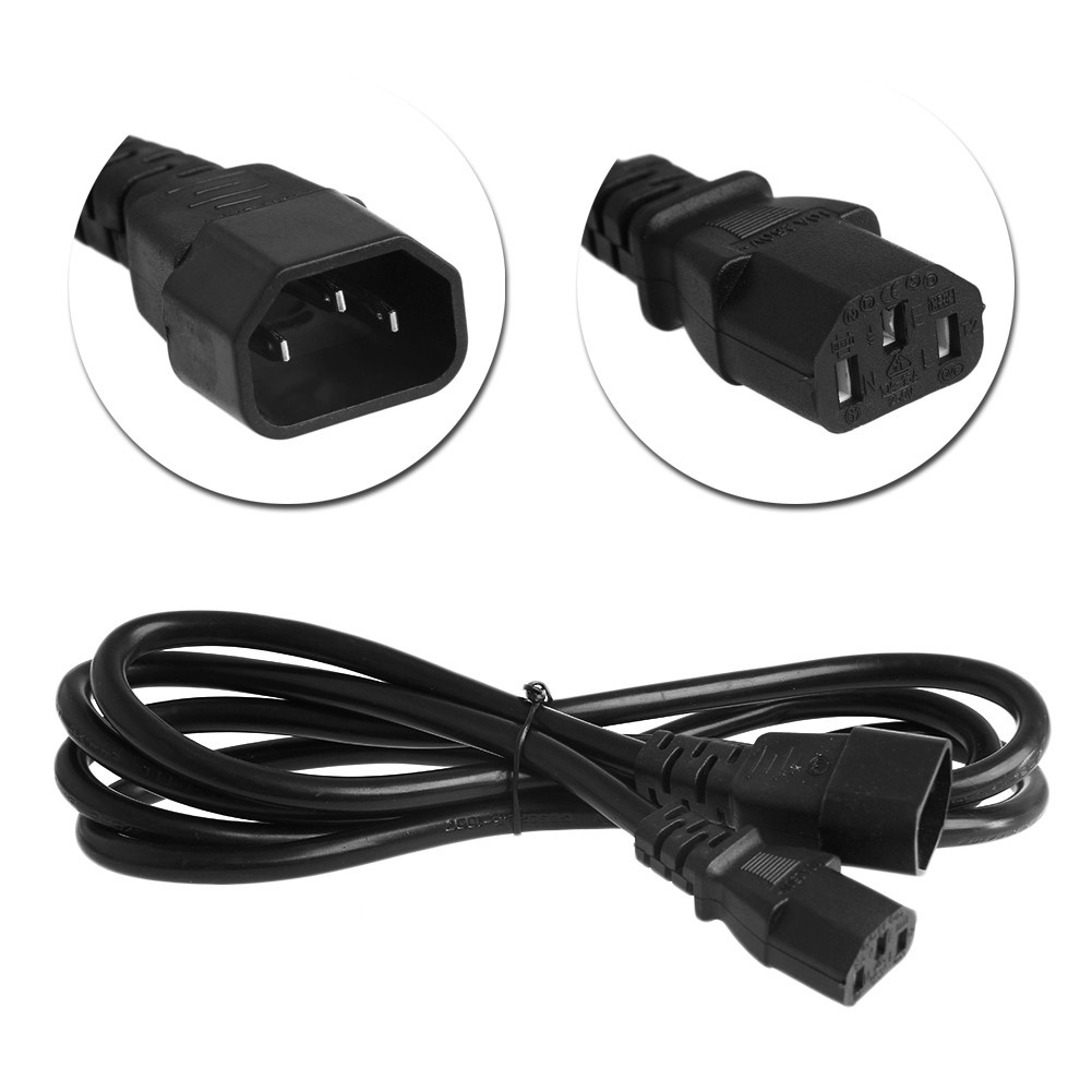 IEC 320 3-Pin C14 Male To C13 Female Main Power Extension Cord Lead ...