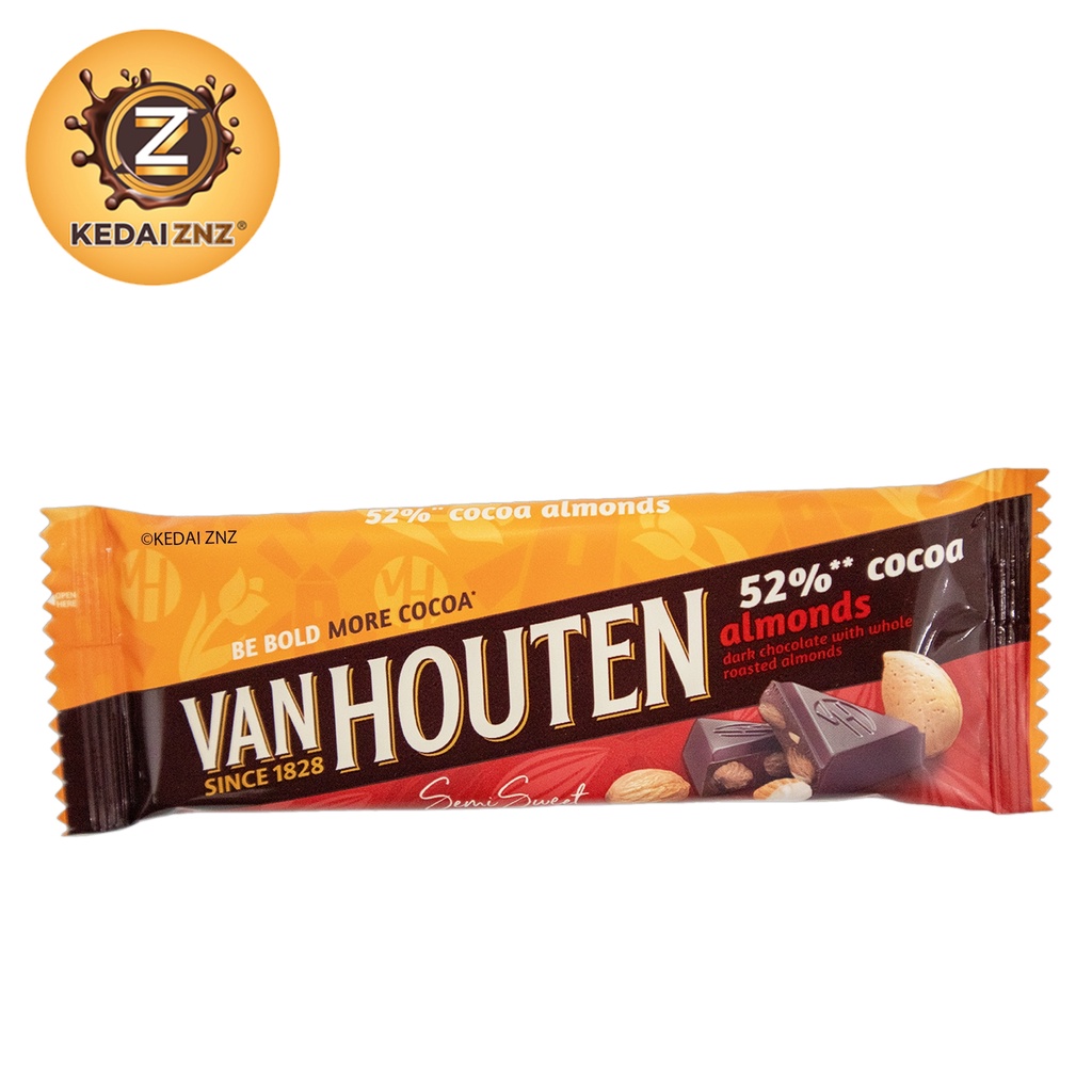 Chocolate VAN HOUTEN 52% Cocoa Almonds Chocolate Bar 40g Coklat ...