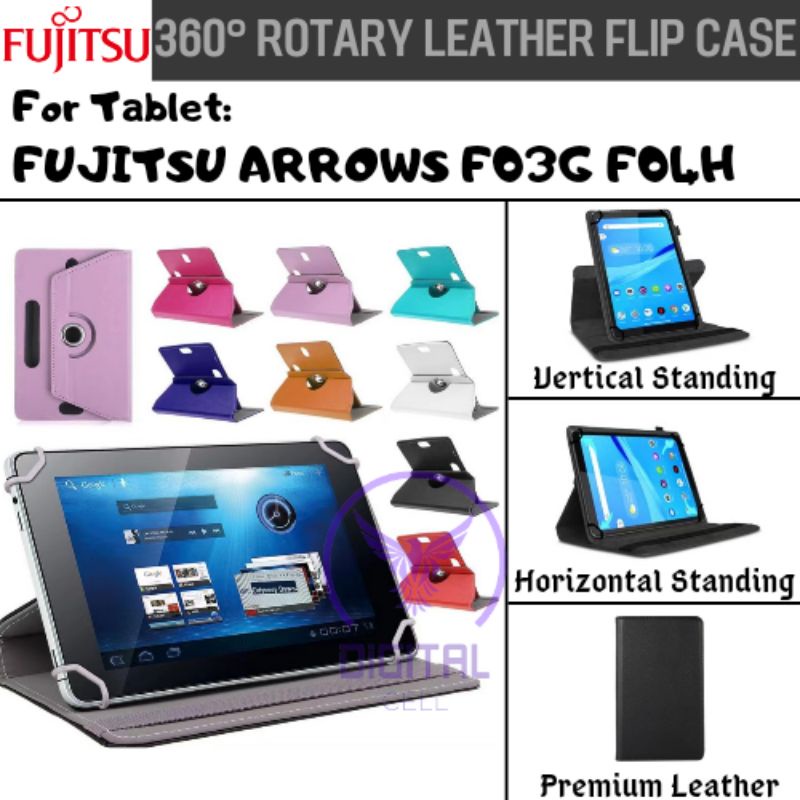FUJITSU ARROWS F03G F04H 10.5 10.5 INCH TAB tablet ROTARY CASE LEATHER ...