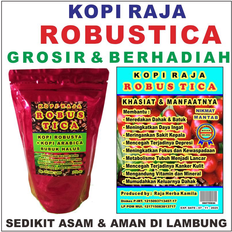 King ROBUSTICA COFFEE Wholesale ROBUSTA Coffee + ARABICA 210 Grams Made ...