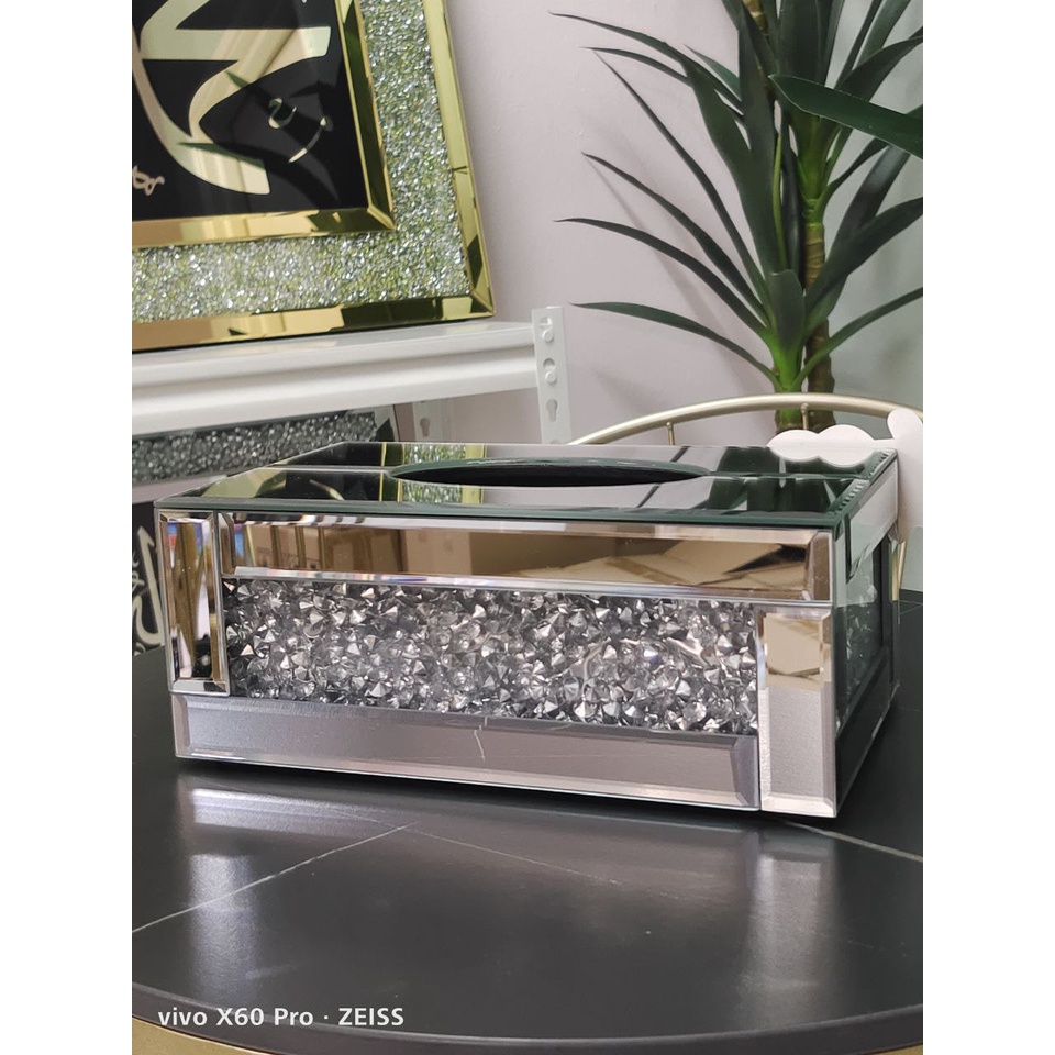 READY STOCK!! LUXURY DIAMOND CRUSHED TISSUE BOX EXCLUSIVE GLASS ...